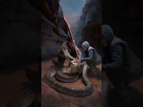 Misty Canyon Dusk - Python Snatches a Wandering Wolf Pup