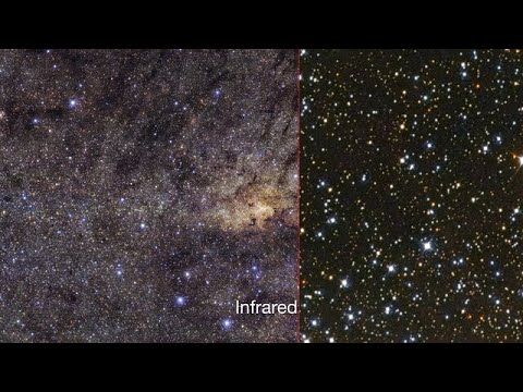 The Milky Way’s central region in visible light and near-infrared