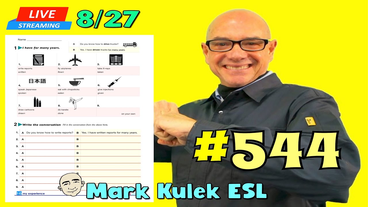 My Experiences (worksheet & video) | #544 - LiveStream Class | Mark Kulek ESL