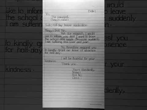 Half Day Leave Application For School || Leave Application #shorts