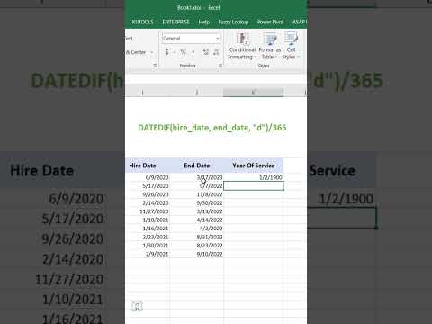Calculate Length Of Service In Excel #shorts #education