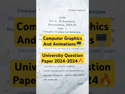 Computer Graphics And Animations|| BCA 5th Semester Question Paper 2024-2025 #bcaexams