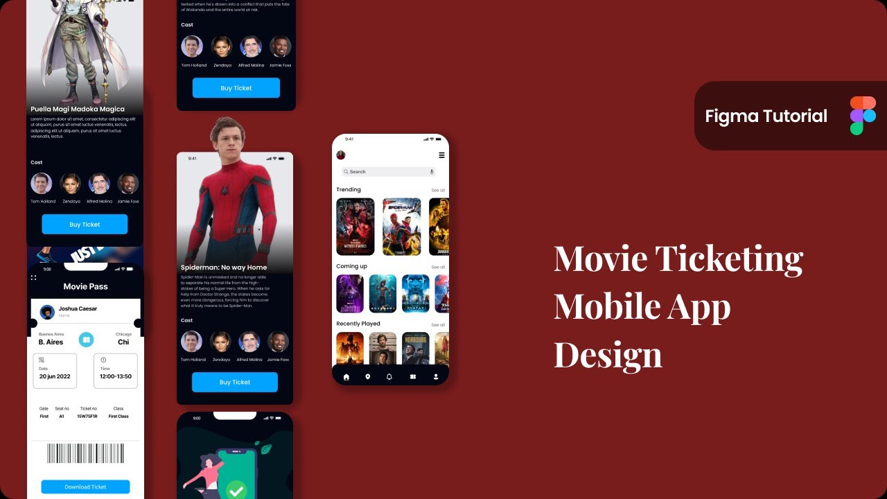 Design a Movie Ticket Booking app in Figma | UI UX Design speed art #figma #uidesign #mobile