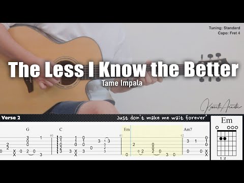 The Less I Know the Better - Tame Impala | Fingerstyle Guitar | TAB + Chords + Lyrics