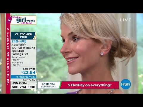 Absolute Sterling Silver 100Facet Round 3piece Stud Earr...