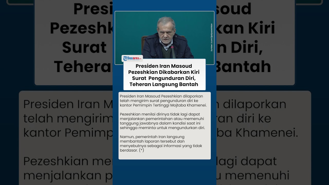 Presiden Iran Masoud Pezeshkian Dikabarkan Kirim Surat Pengunduran Diri ...