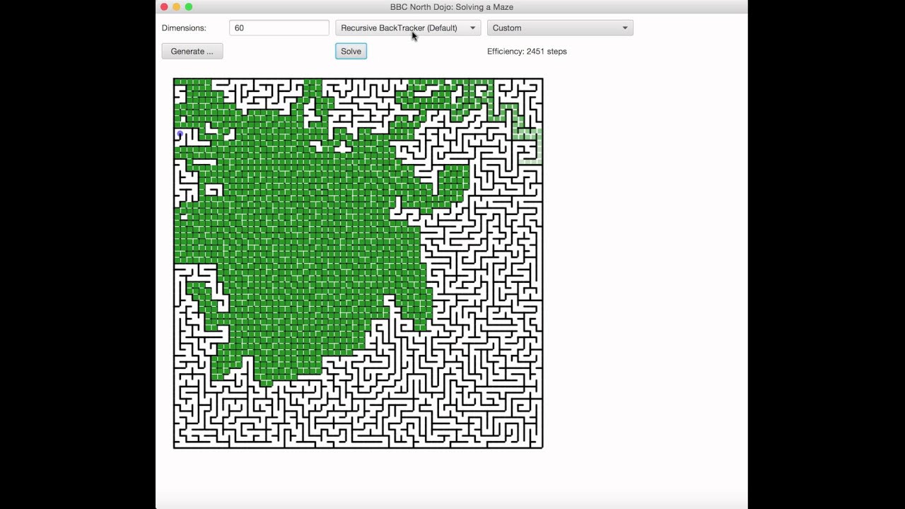 Algorithm (Java) Solves Recursive Backtracking Maze