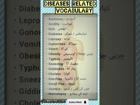 Advanced English Vocabulary with Urdu Meanings for Various Diseases#usage_in_sentence#vocabulary