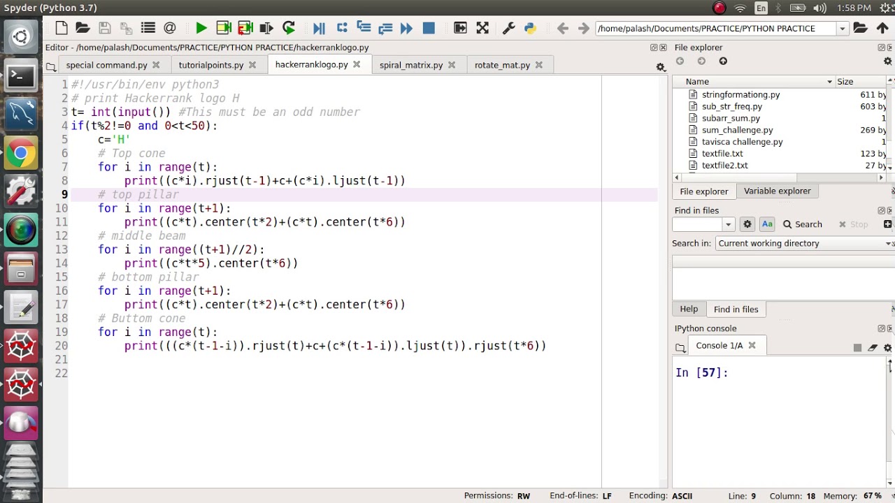 24. Hackerrank logo H (Interview coding question) in python