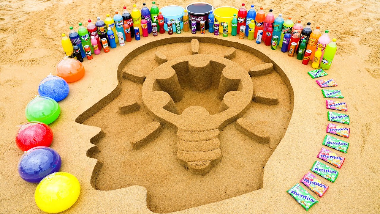 How to make Head with Idea Light Bulb from Cement, Balloons Orbeez, Coca Cola vs Mentos & Sodas