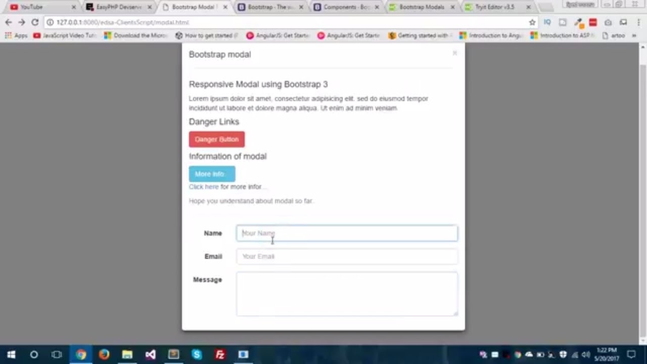Responsive Modal (dialog box or popup window) using bootstrap 3