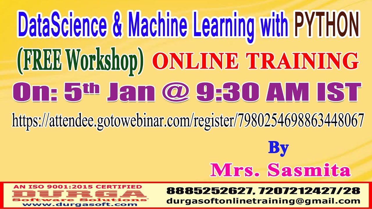 DataScience & Machine Learning with PYTHON (FREE Workshop) Online Training in DURGASOFT