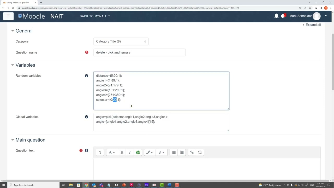 Moodle Formula Question - Global Variables (part 4)