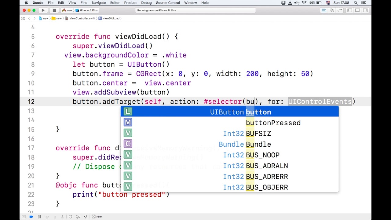 swift 4 UIButton programmatically