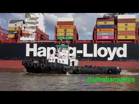 Container Ship "SANTOS EXPRESS"/Tug "ORIENTAL I" #MontevideoHarbour #Uruguay /Pilot Boat "SEA LIGHT"
