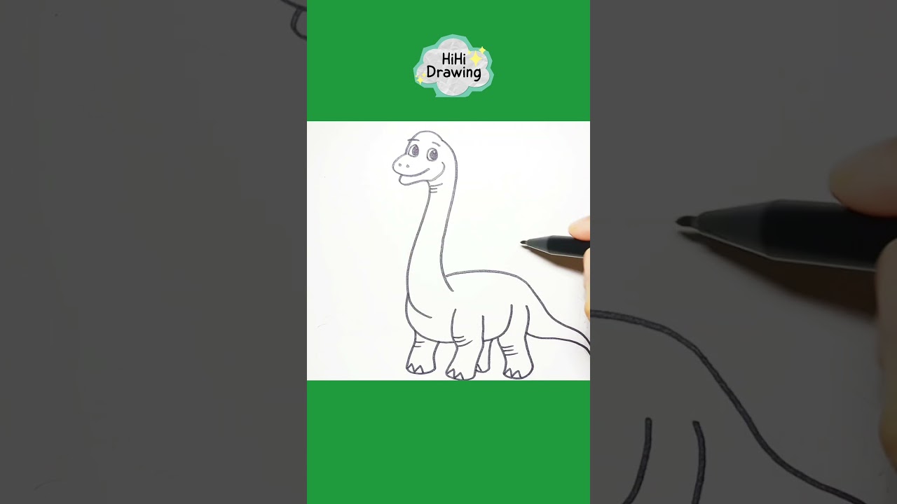 Let's Draw a Brontosaurus 🦕🦖 #brontosaurus #dinosaurs #drawingtutorial #drawing #hihidrawing