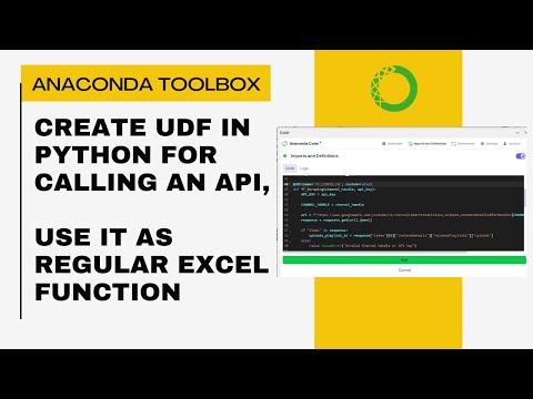 Create UDF in Python for calling an API, Use it as a regular Excel Function (Anaconda Toolbox)