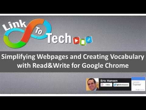Simplify Webages and Make Vocabuary Docs with Read&Write