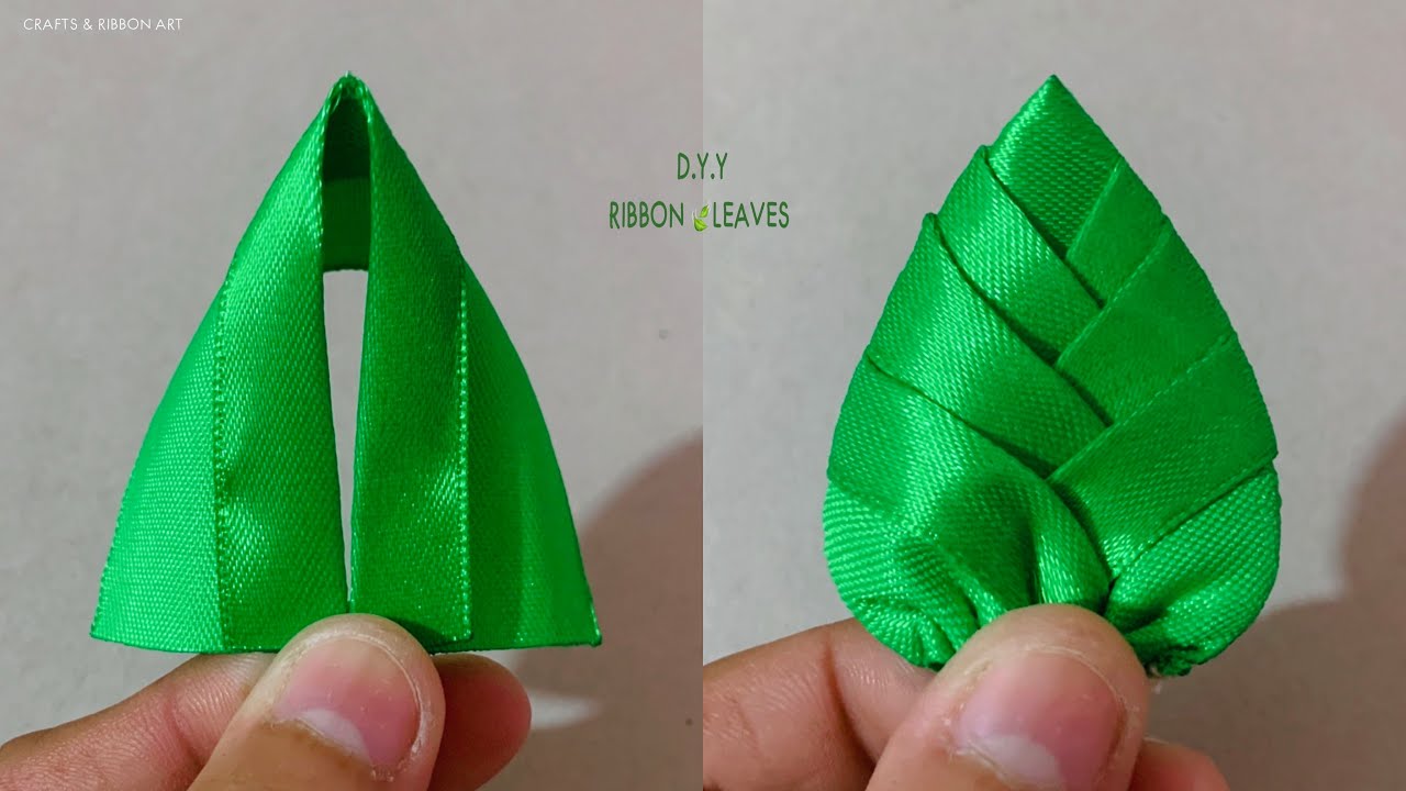 D.I.Y. Satin Ribbon Leaves - Tutorial - How to make ribbon leaves - Crafts & Ribbon Art