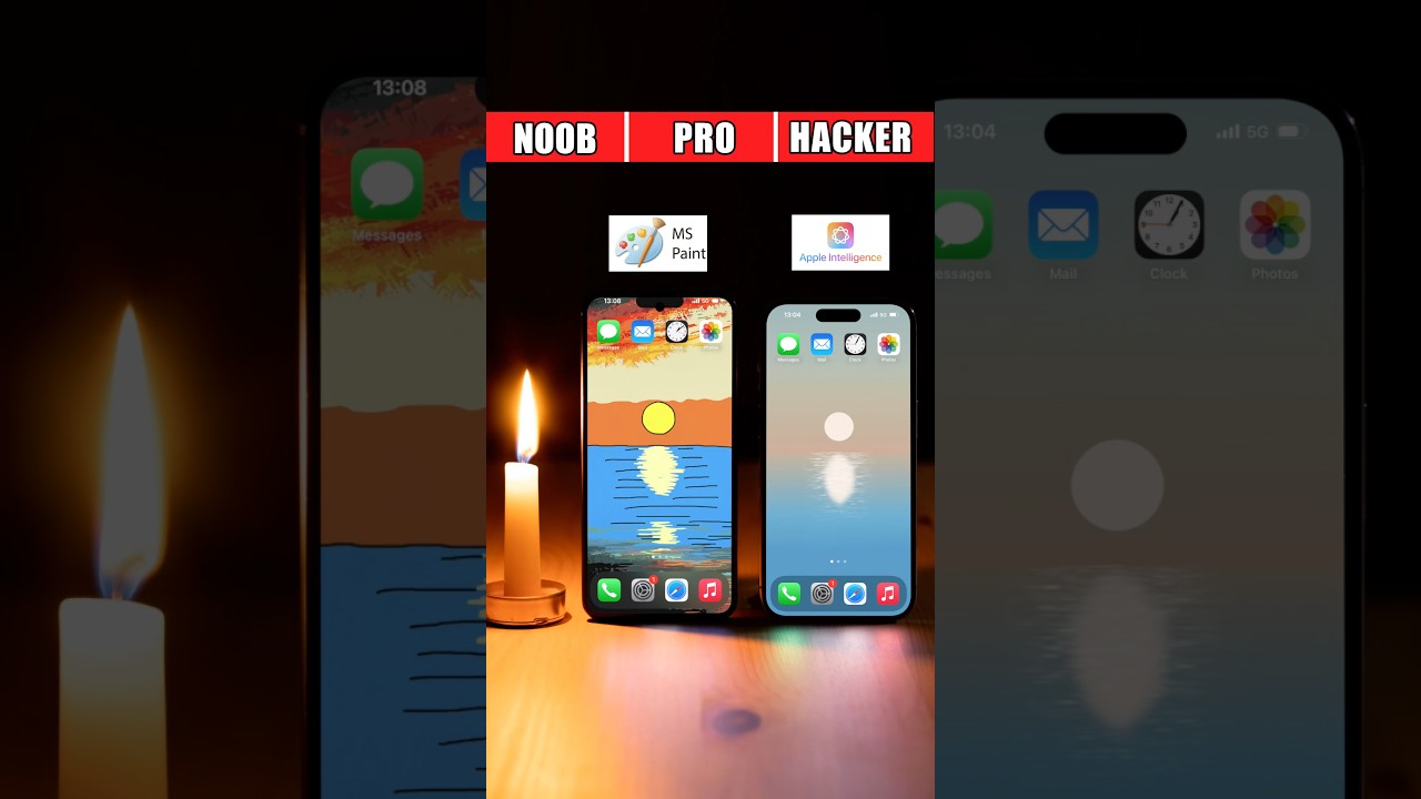 Sunset wallpaper. Wallpaper made in Paint, Apple intelligence and live wallpaper by Horizon compared