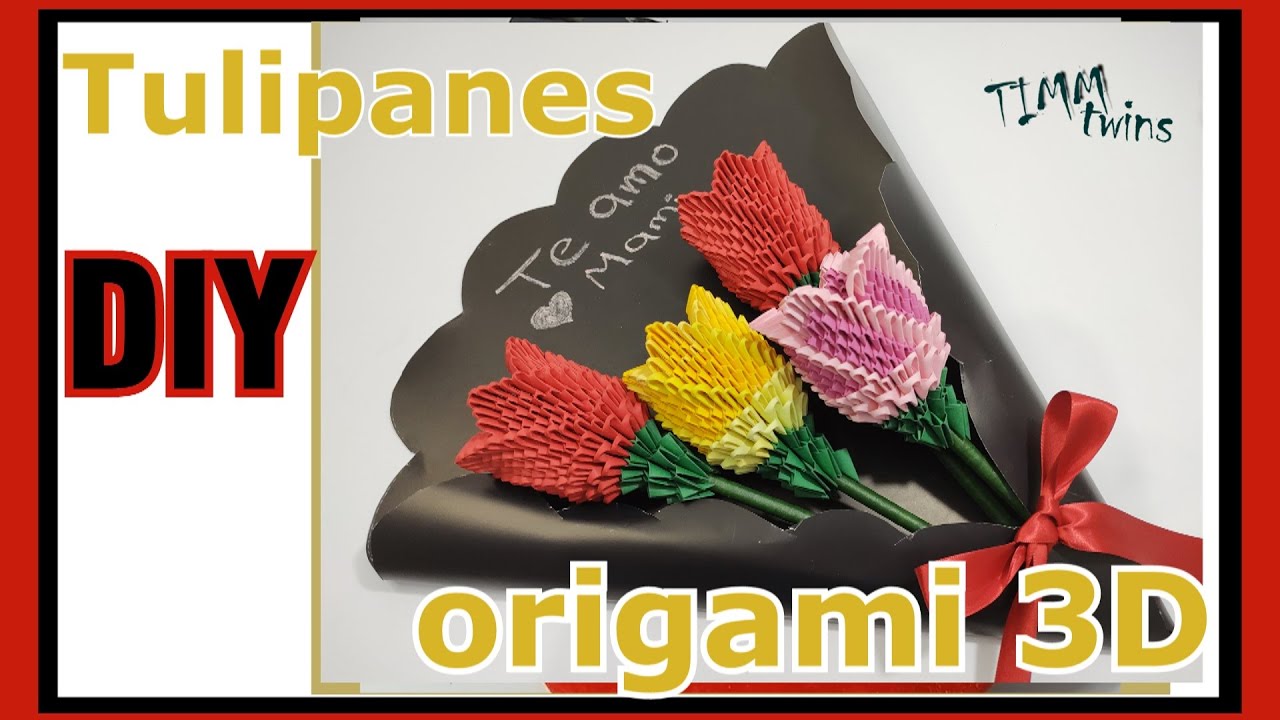 DIY Tulipanes de origami 3D ideales para regalar