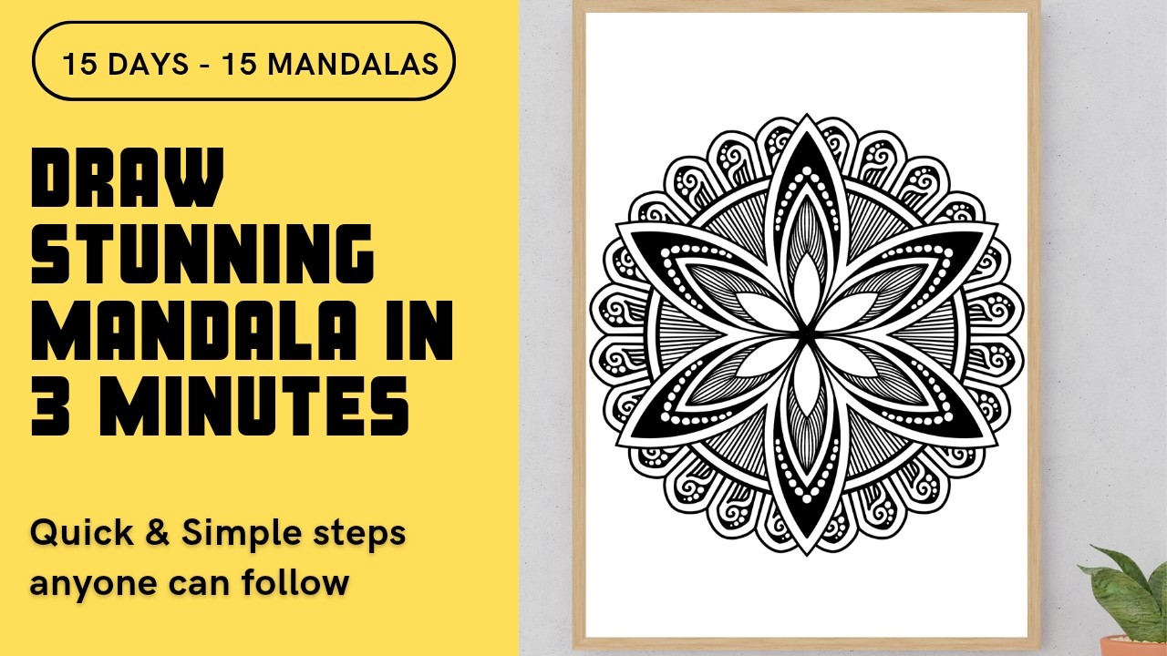Draw a Stunning Mandala in 3 Minutes | Easy Step-by-Step for Beginners | Day 9