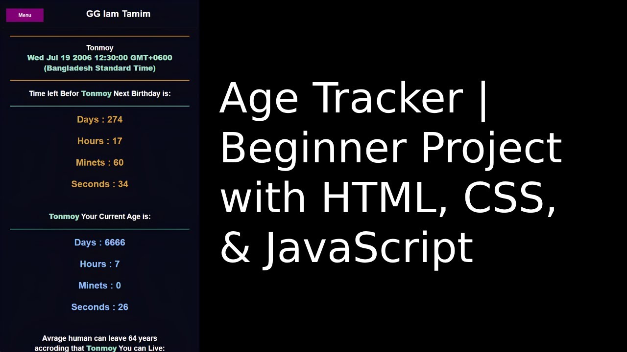 Age Tracker I Beginner Projectwith HTML, CSS & JavaScript