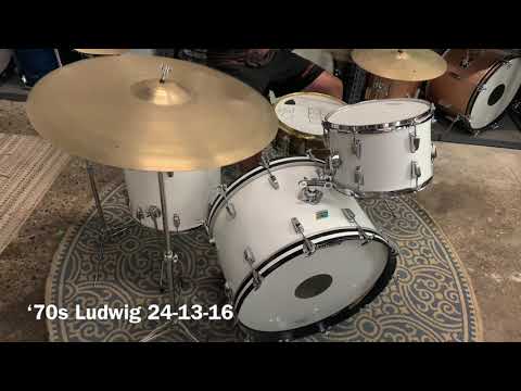 1970s Ludwig White Cortex 14x24, 9x13, and 16x16 Drum Kit | Reverb