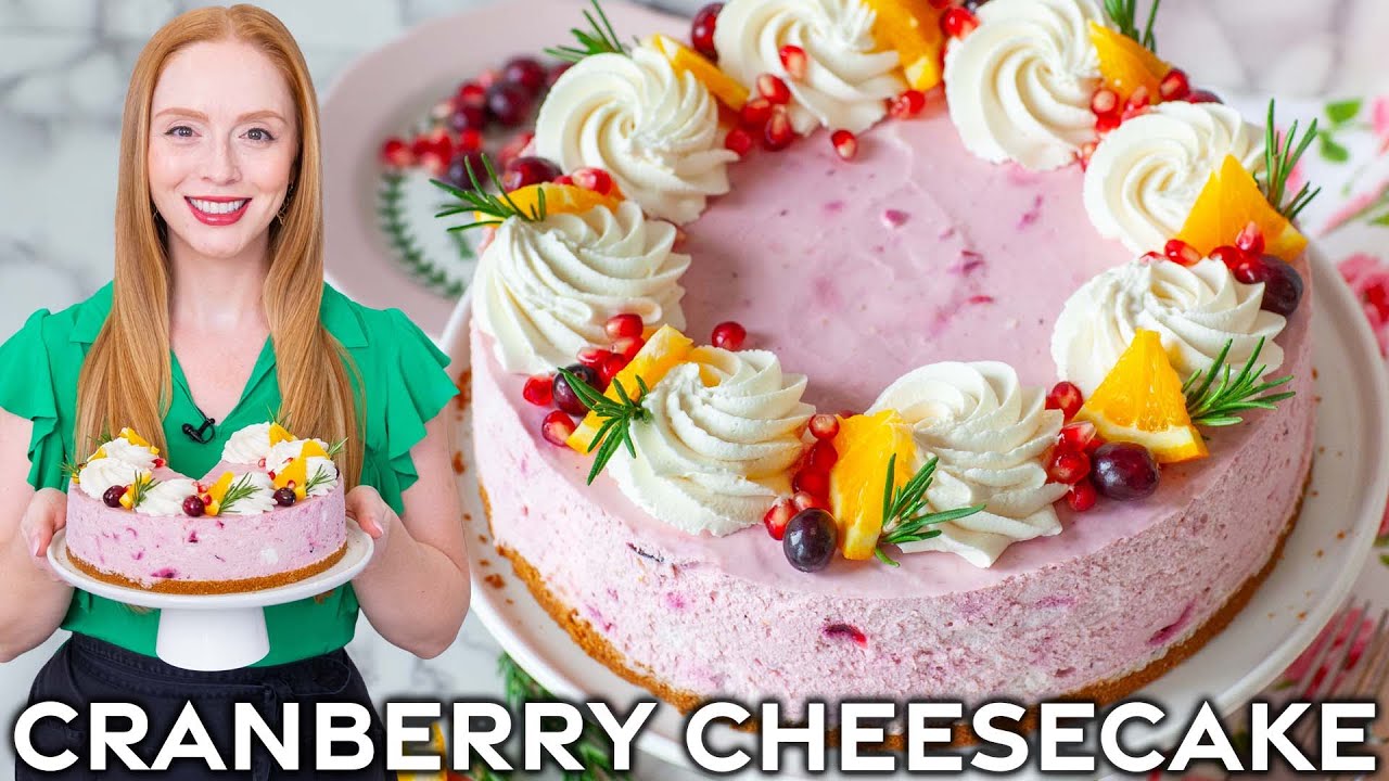 No-Bake Cranberry Orange Cheesecake - Perfect for the holidays!