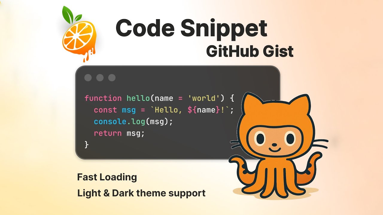 Code Snippet (GitHub Gist) by FreshJuice 🍊 | Embed Code in HubSpot