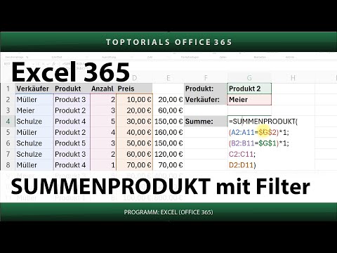Die Funktion SUMMENPRODUKT mit Filter | Excel 365 Tutorial