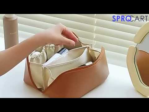 Sprqcart Large Capacity Travel Cosmetic Bag With Handle And Divider - Multifunctional