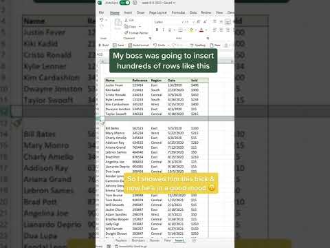 Insert multiple rows at once shortcut. #excel #shorts