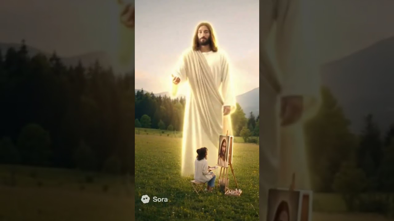 Jesus Christ gave a gift to the artist's daughter🖌. #christ #art #painting