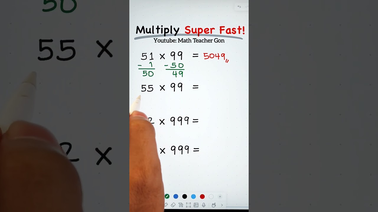 Multiply Super Fast! Magic 9 #mathteachergon #mathstricks #multiplicationtrick