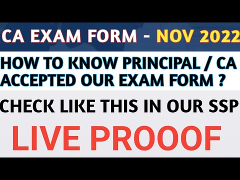 CA EXAM FORM PRINCIPAL APPROVED STATUS CHECK IN SSP - ICAI LATEST INFORMATION NOVEMBER 2022 EXAMS
