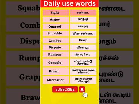 Daily Use English Words in Tamil | Fight Synonyms #shorts #vocabulary #newwords