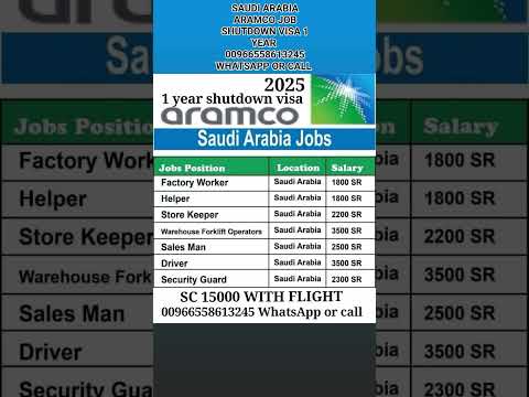 SAUDI ARABIA ARAMCO JOB HELPER STORE KEEPER ELECTRICIAN AC TECHNICIAN DRIVER SECURITY GUARD SHUTDOWN