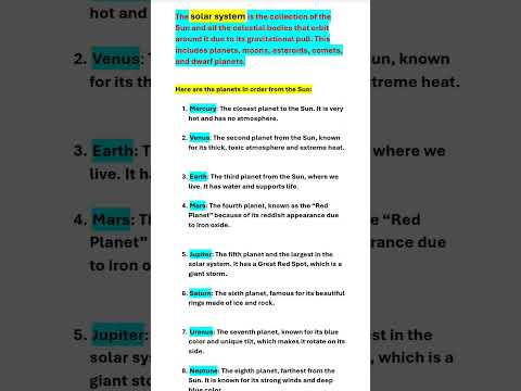 Solar System meaning # order of planets in our solar system# planets explanation in short