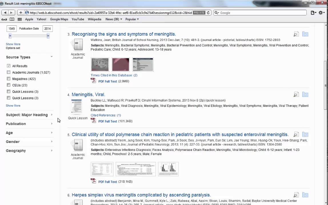 Library Health Sciences Databases