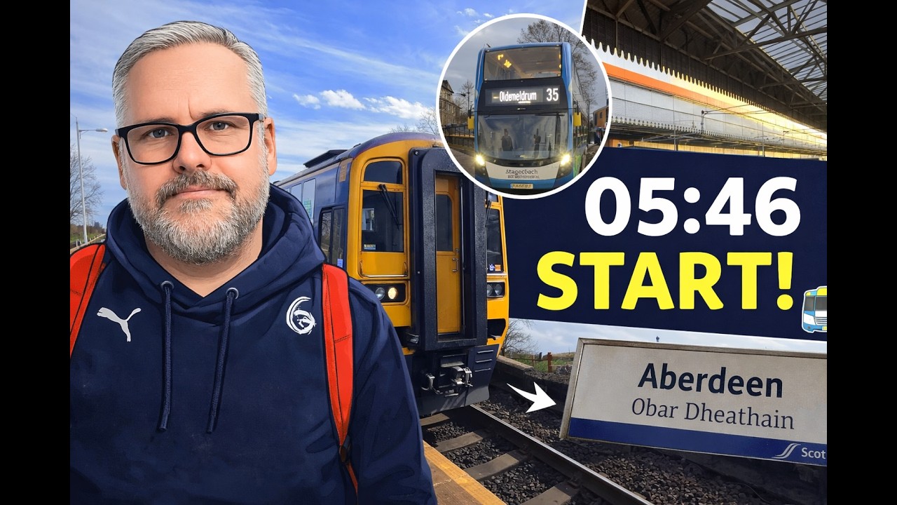 TRAVEL DAY: 05:46 Bus Start! Aberdeen to Hag Fold, via Haymarket & Wigan 🚆 Coffee Along the Way