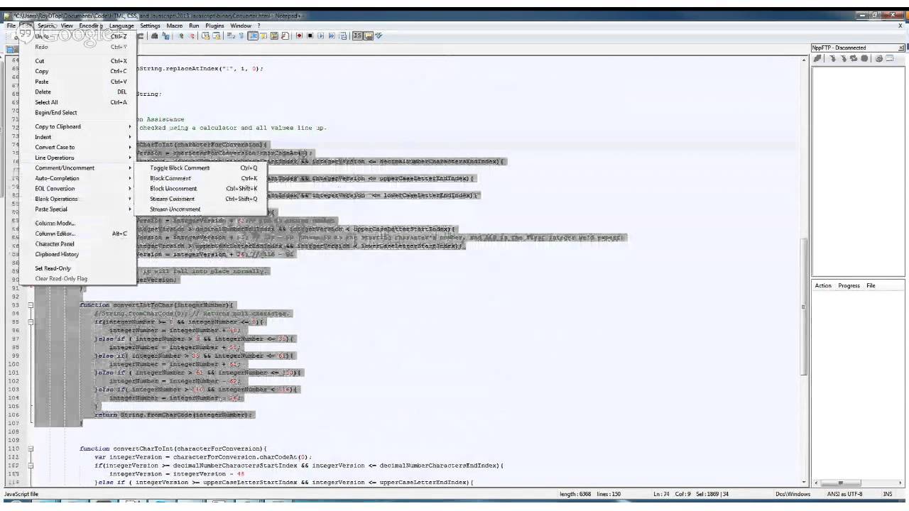 Javascript Development (Binary Converter)