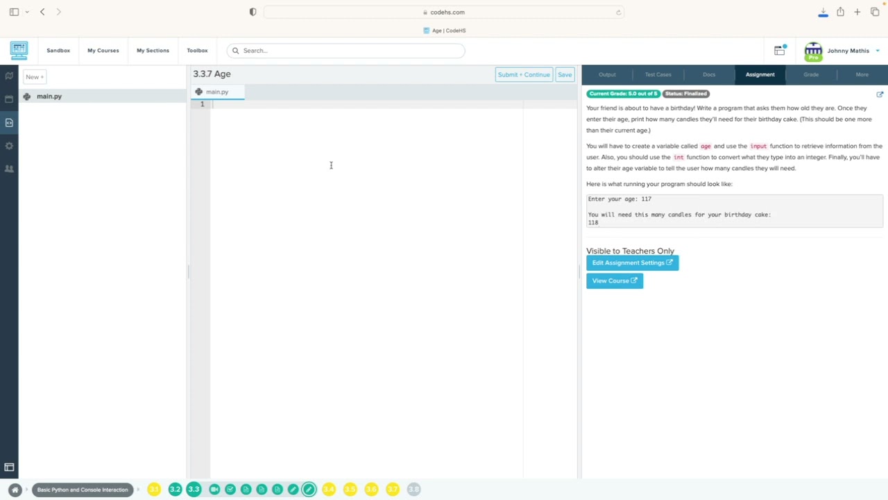 Codehs Python 3.3 Video Tutorial: User Input