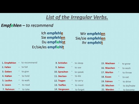 17. Irregular verbs in german with its conjugation || Nominative - A1