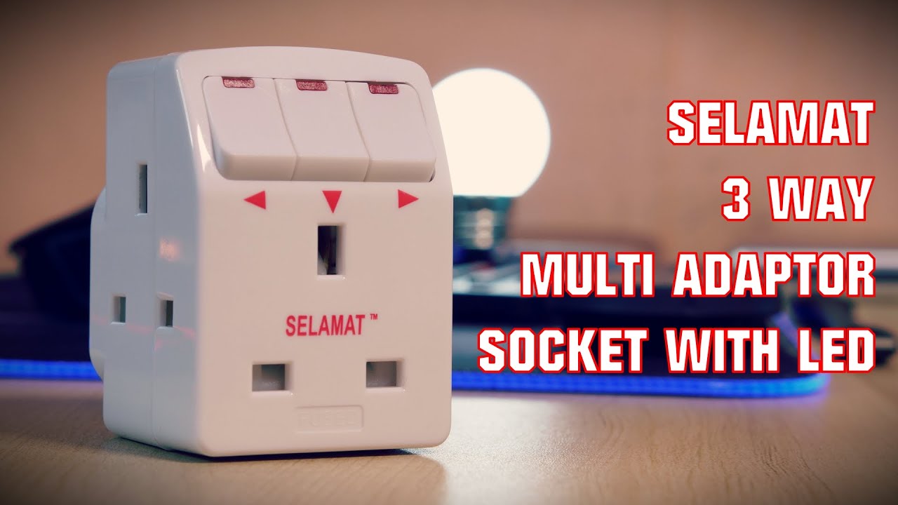 SELAMAT 3 Way Multi Adaptor with LED Switch (SIRIM Approved)