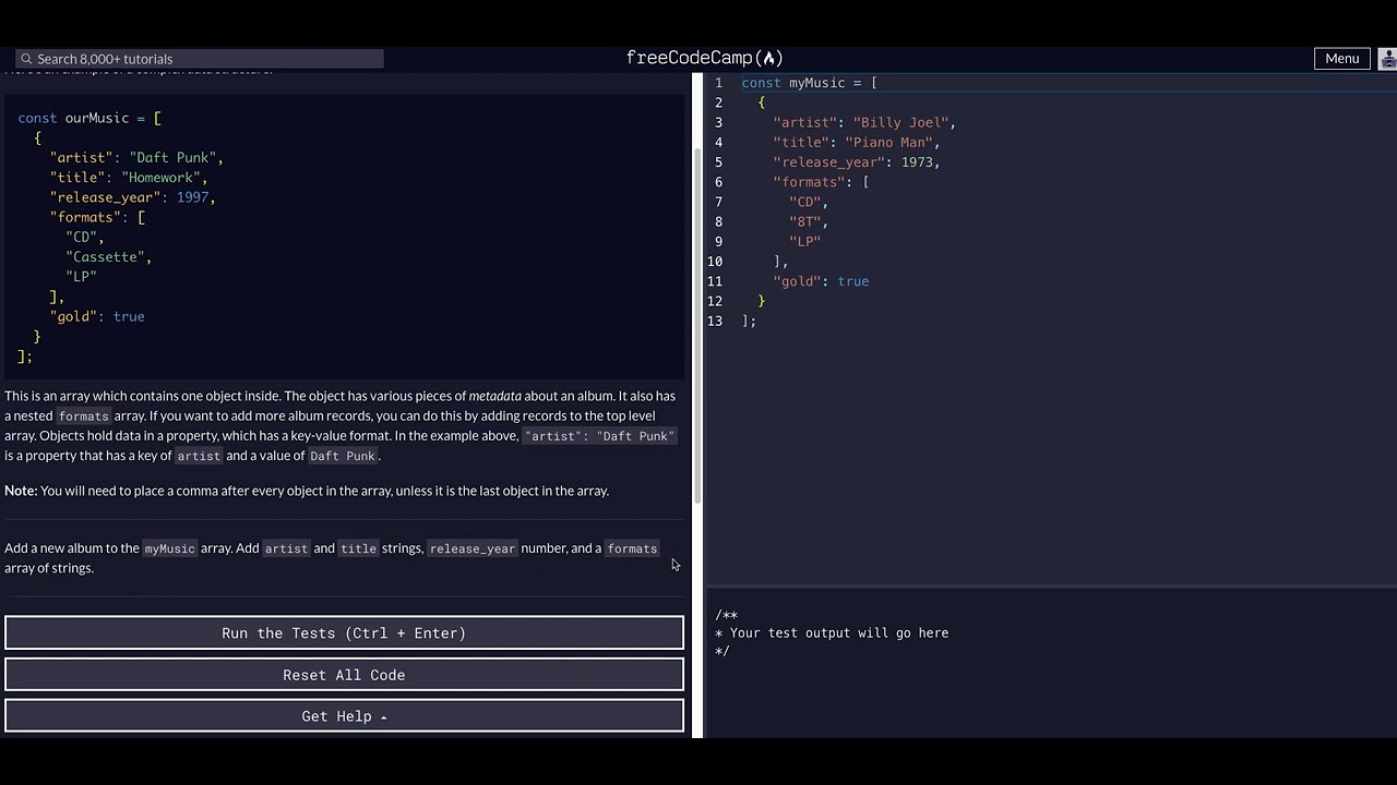 Manipulating Complex Objects - Free Code Camp Help - Basic Javascript Algorithms & Data Structures