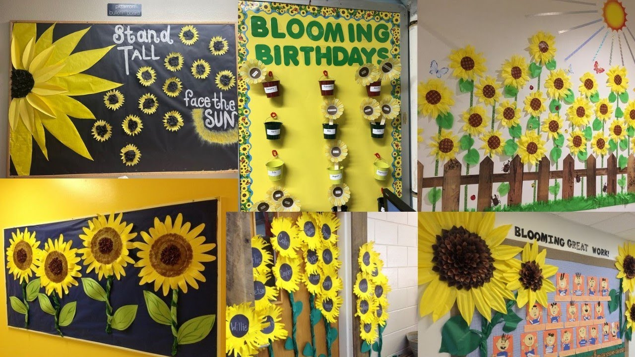 DIY Sunflowers decoration ideas for school/Classroom sunflowers decoration/Bulletin board design