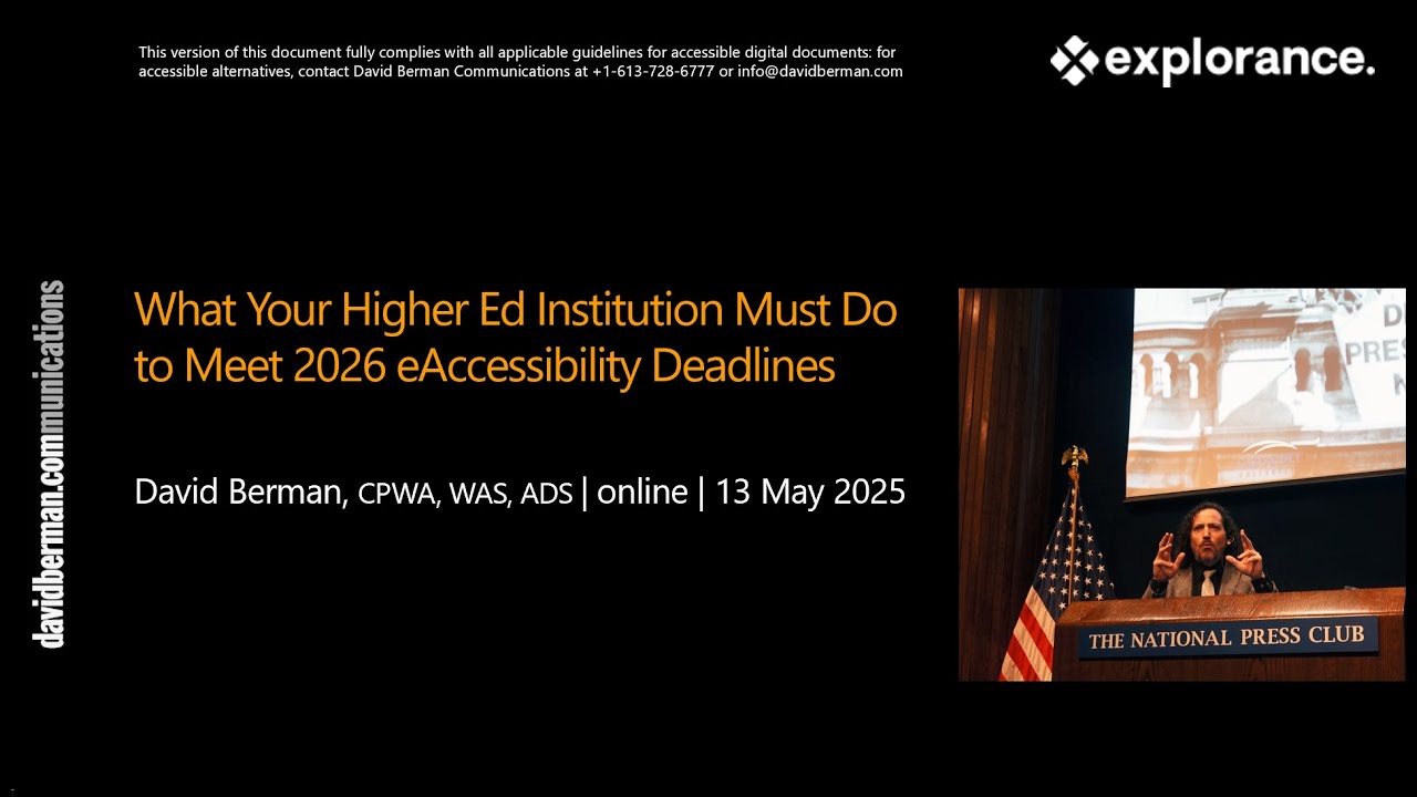 What Your Higher Ed Institution Must Do to Meet 2026 eAccessibility Deadlines | Explorance Webinar