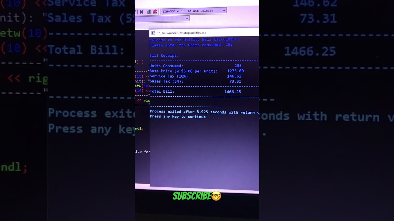 utility bill in c++ IDE dev c++ #cppprogramming #codingtime #codinglife