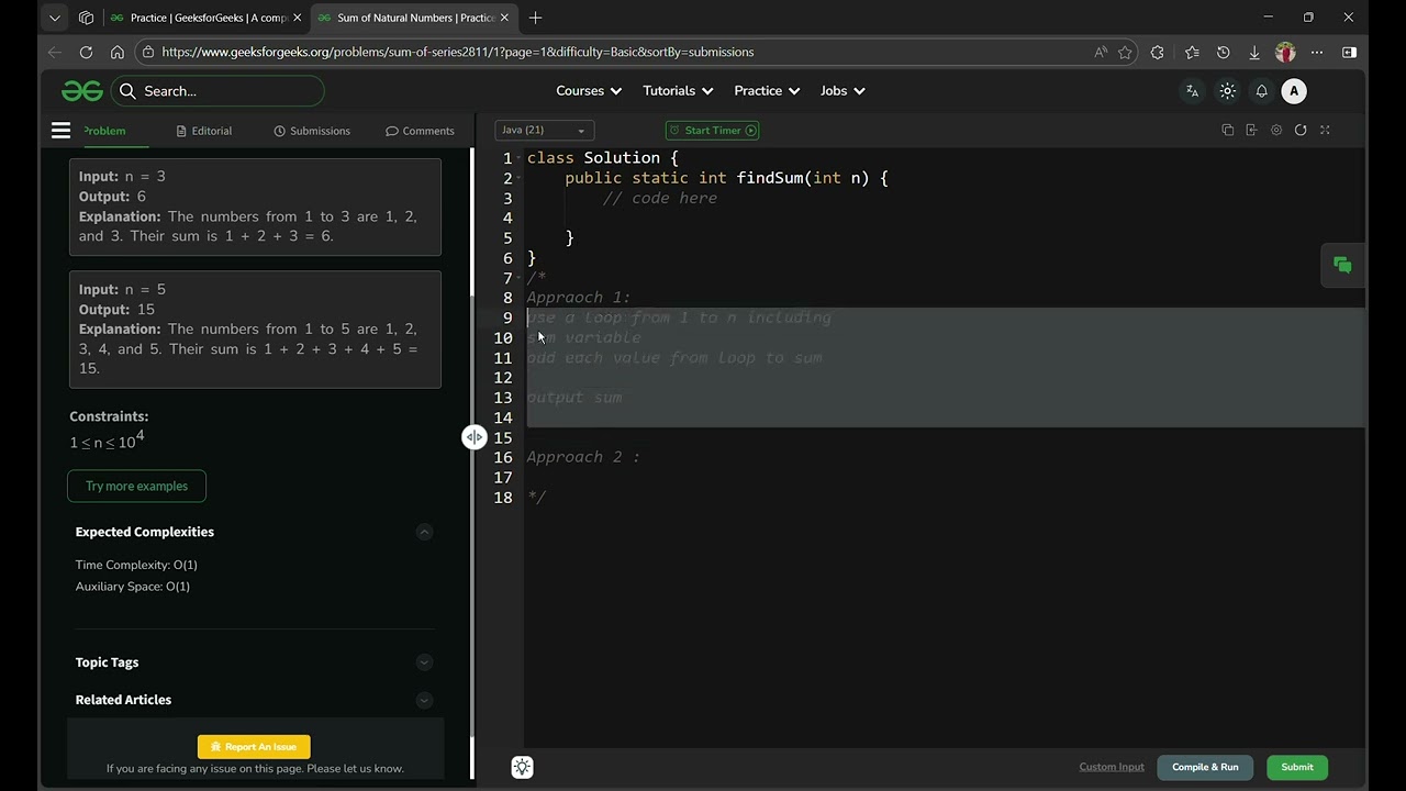 Sum of Natural Numbers - Basic - GeeksforGeeks